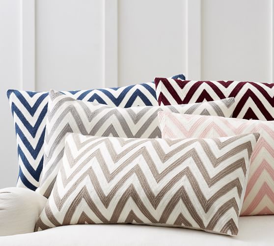 Chevron Crewel Embroidered Lumbar Pillow Cover | Pottery Barn