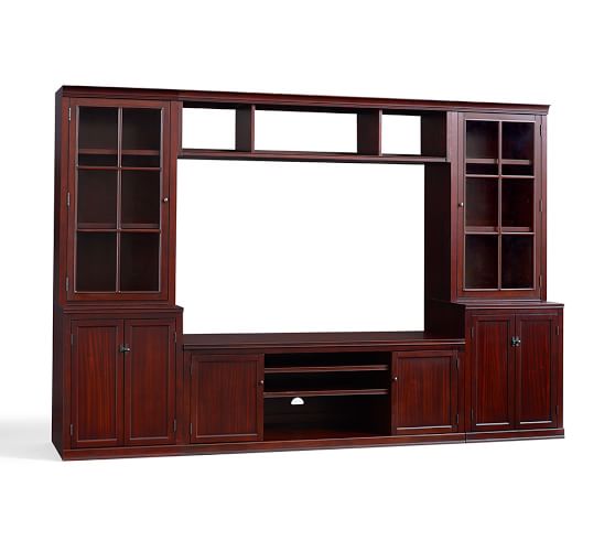 Logan Media Suite with Door Bookcase, Antique White | Pottery Barn
