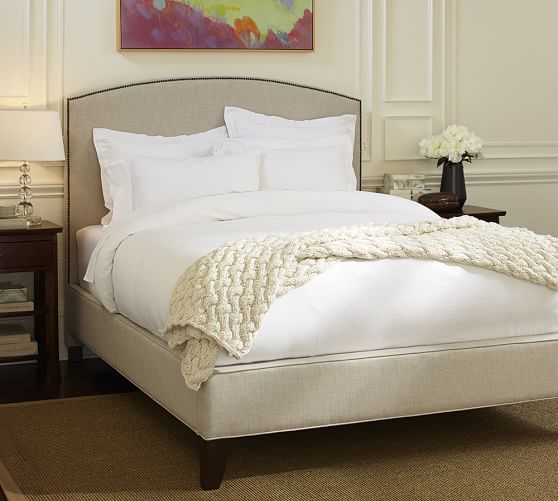 Fillmore Curved Upholstered Tall Bed And Headboard Pottery Barn