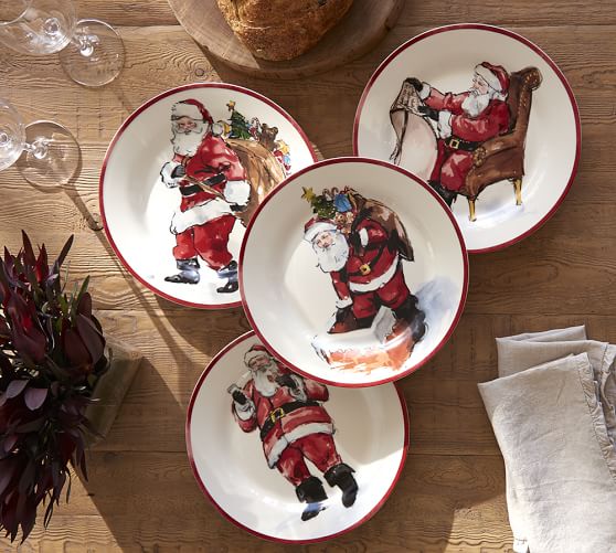 Painted Santa Claus Dinnerware | Pottery Barn