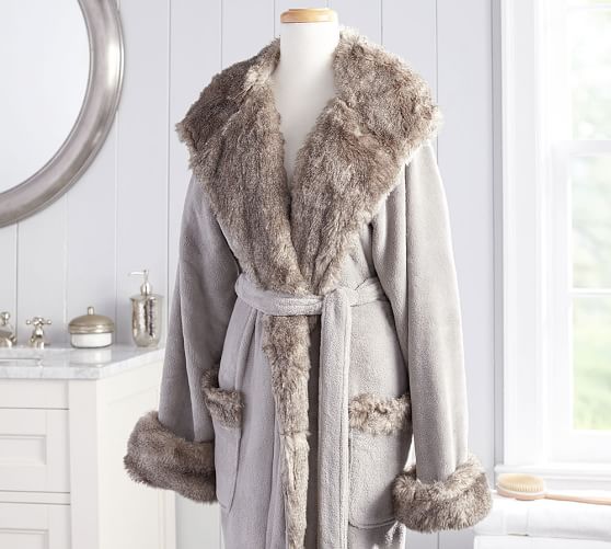 Faux Fur Robe - Chinchilla | Pottery Barn