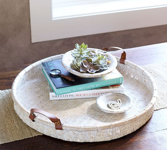 Whitewash Woven Tray | Pottery Barn