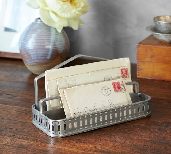 Siegel Eclectic Antique Silver Letter Holder/Caddy | Pottery Barn