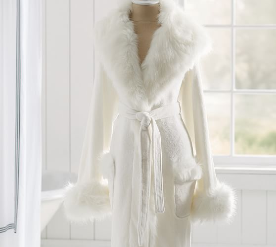 Faux Fur Robe - Sun Bear Ivory | Pottery Barn