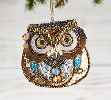 Beaded Owl Ornament | Pottery Barn