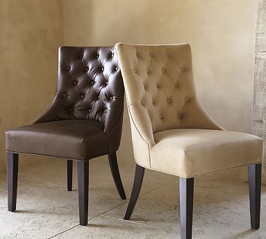 Hayes Tufted Leather Dining Side Chair | Pottery Barn