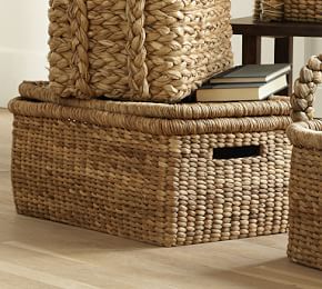 Beachcomber Wood Handled Basket | Pottery Barn