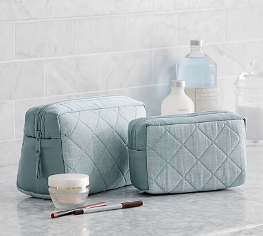 Quilted Linen & Silk Cosmetic Bags, Set of 2 | Pottery Barn