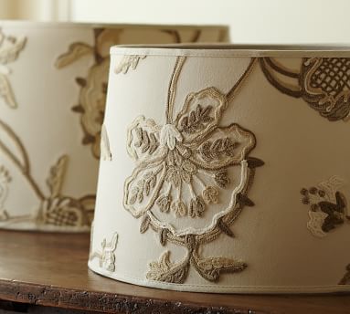 Crewel Embroidered Tapered Drum Lamp Shade | Pottery Barn