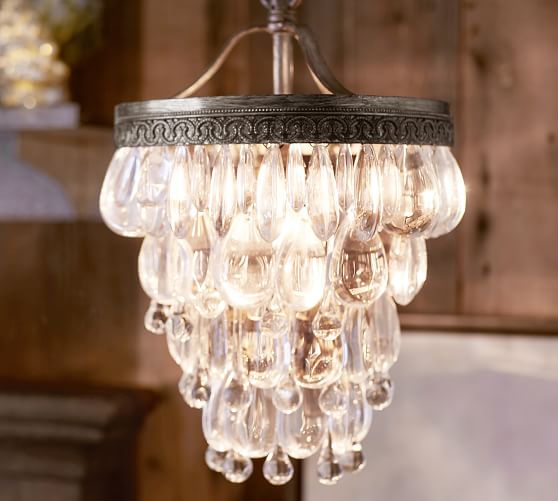 Clarissa Crystal Drop Small Round Chandelier | Pottery Barn