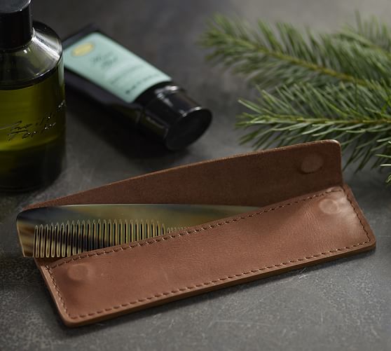 Cognac Leather Comb and Case | Pottery Barn