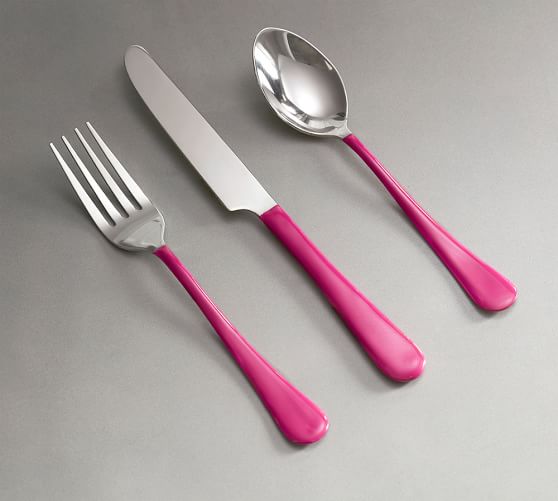12-Piece Enamel Flatware Set - Pink | Pottery Barn