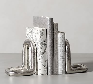 Silver Chain-Link Bookends, Set of 2 | Pottery Barn