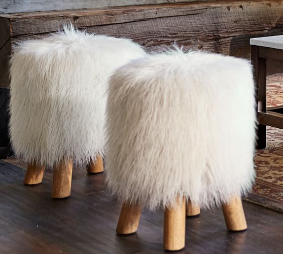 Mongolian Faux Fur Stool | Pottery Barn