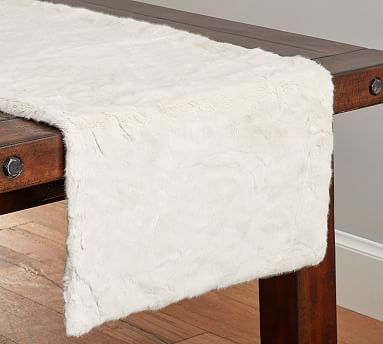 Faux Fur Centerpiece Table Runner - Ivory Alpaca | Pottery Barn