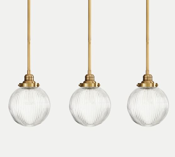 PB Classic 3-Light Pendant with Ribbed Glass Globe Shade | Pottery Barn PB Classic 3-Light Pendant with Ribbed Glass Globe Shade | Pottery Barn