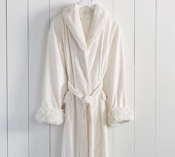 Faux Fur Hooded Bath Robe | Pottery Barn