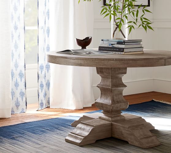 Banks Extending Pedestal Dining Table, Alfresco Brown | Pottery Barn