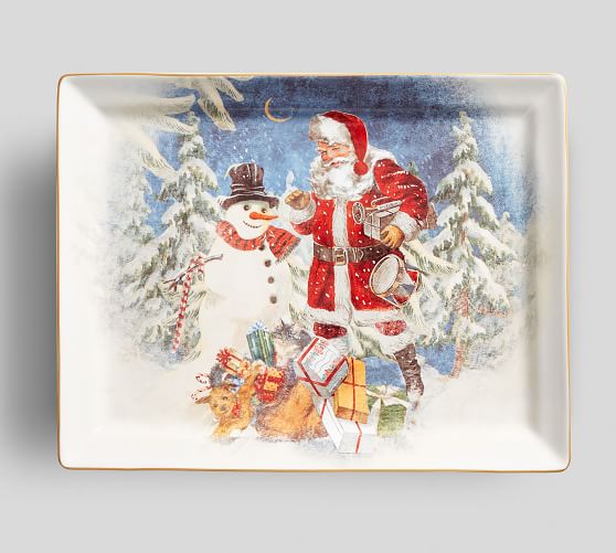 Nostalgic Santa Rectangular Platter | Pottery Barn
