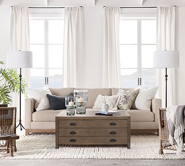 Jake Wood Base Fabric Sofa | Pottery Barn