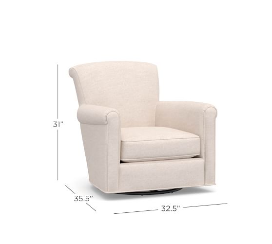 Irving Upholstered Swivel Rocker | Pottery Barn