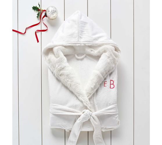 Faux Fur Hooded Bath Robe - Ivory Alpaca | Pottery Barn