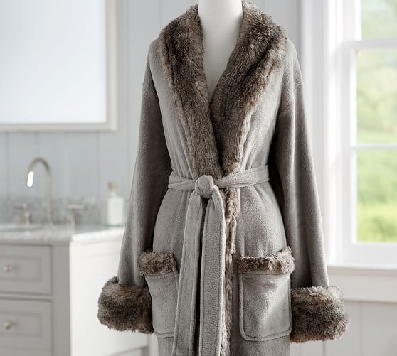 Faux Fur Robe Without Hood - Gray/Chinchilla | Pottery Barn