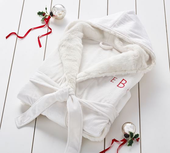 Faux Fur Hooded Bath Robe - Ivory Alpaca | Pottery Barn