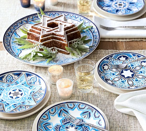 Hanukkah Medallion Salad Plates, Set of 4 - Assorted | Pottery Barn